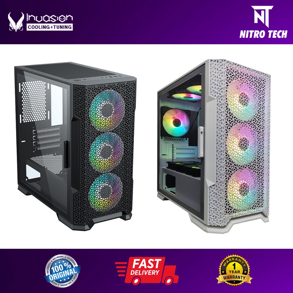 Invasion H-8 ARGB mATX PC Case (4x ARGB fans included) | Shopee Malaysia