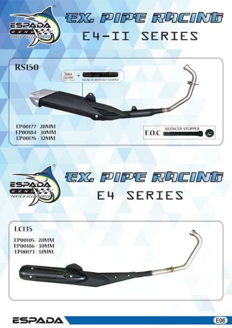 ESPADA Back Pressure 28MM Racing Exhaust Pipe Y15ZR Y15, 57% OFF