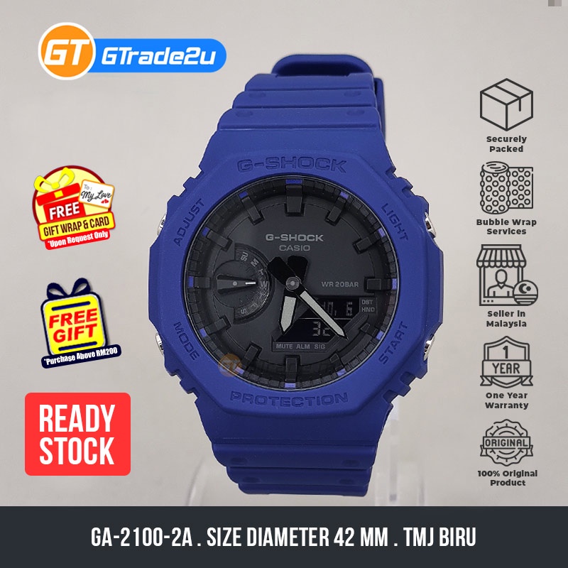 Original G Shock Men GA-2100-2A GA2100-2A Analog Digital Tmj Biru Watch ...