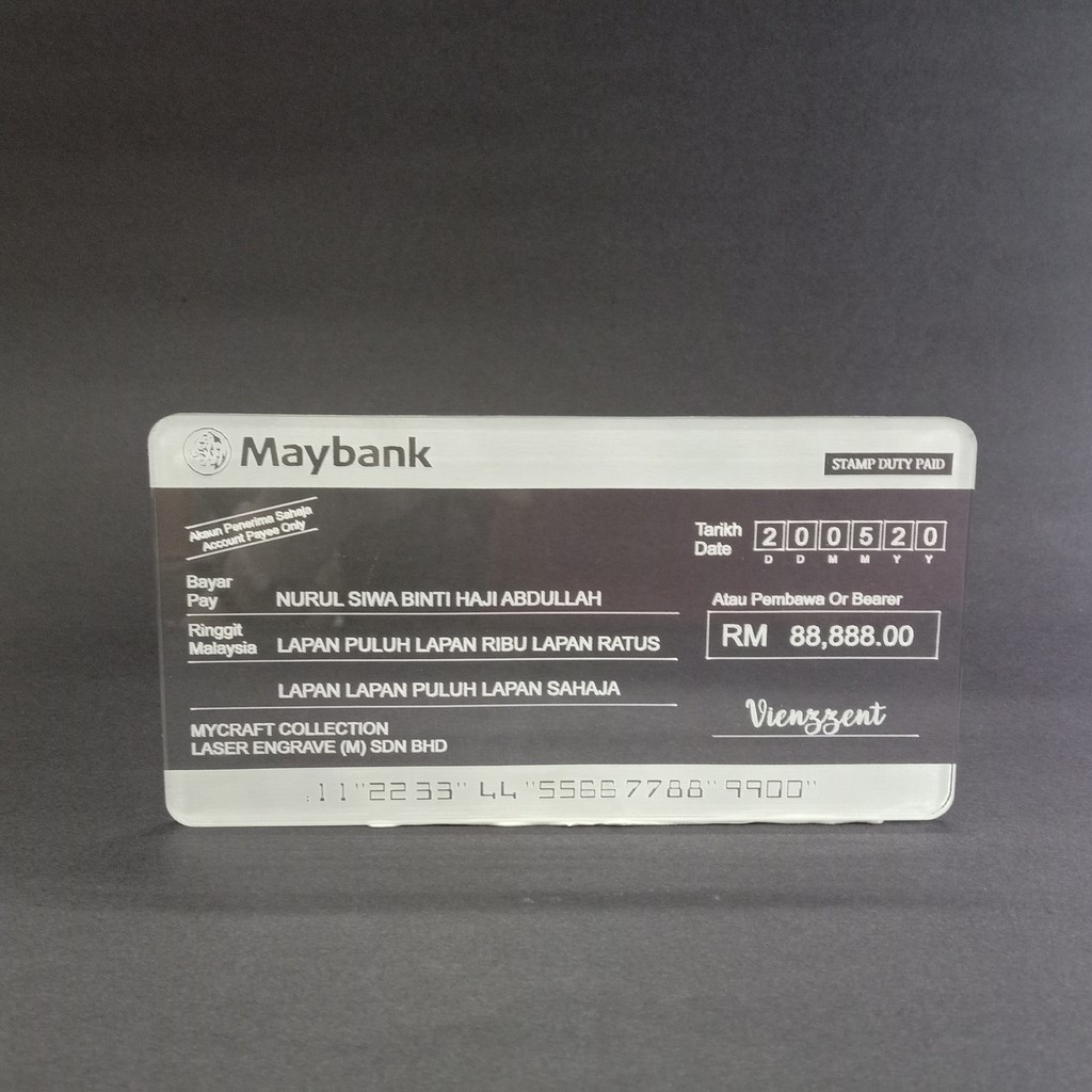 MYC Mock-up Cheque Acrylic Wood Cek Hantaran Mock-Up Akrilik Kayu ...