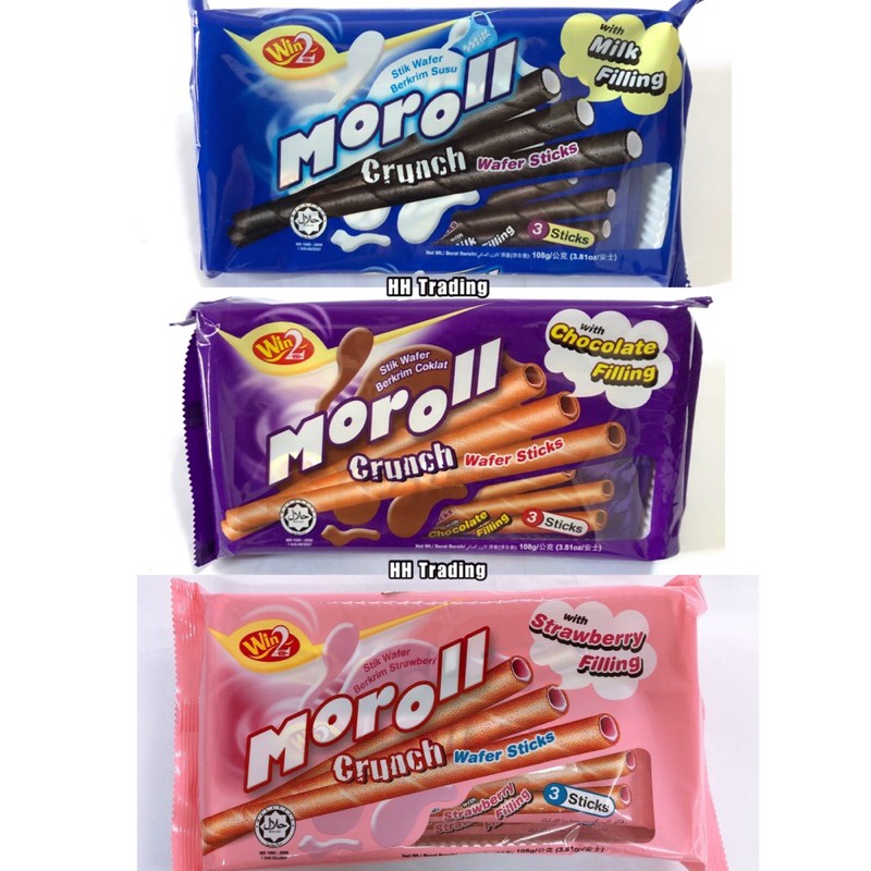 90g WIN2 MOROLL CRUNCH WAFER STICKS (CHOCOLATE / MILK / STRAWBERRY ...
