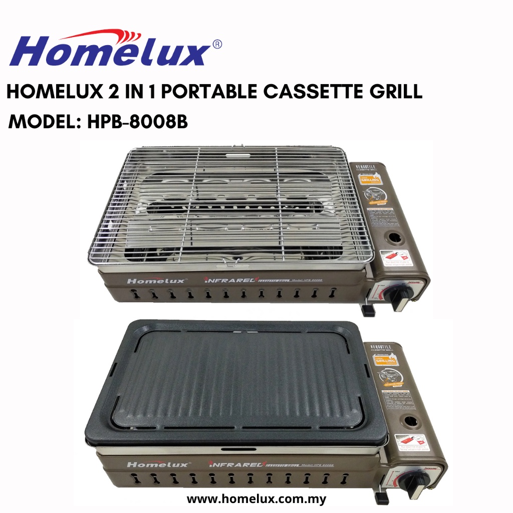 HOMELUX 2 IN 1 PORTABLE CASSETTE GRILL INFRARED HPB-8008B | Shopee Malaysia