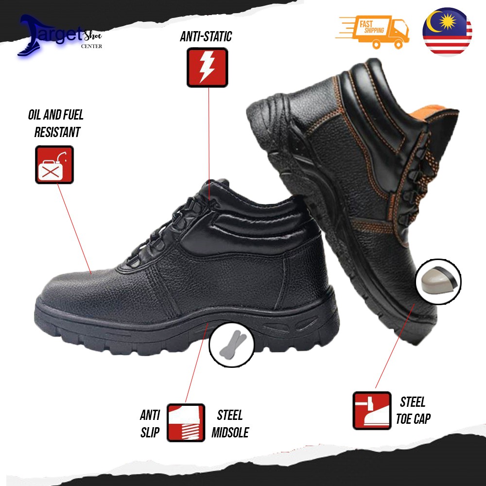 Safety Boot Shoe Middle Cut Safety Boot Kasut Safety Lelaki Perempuan ...