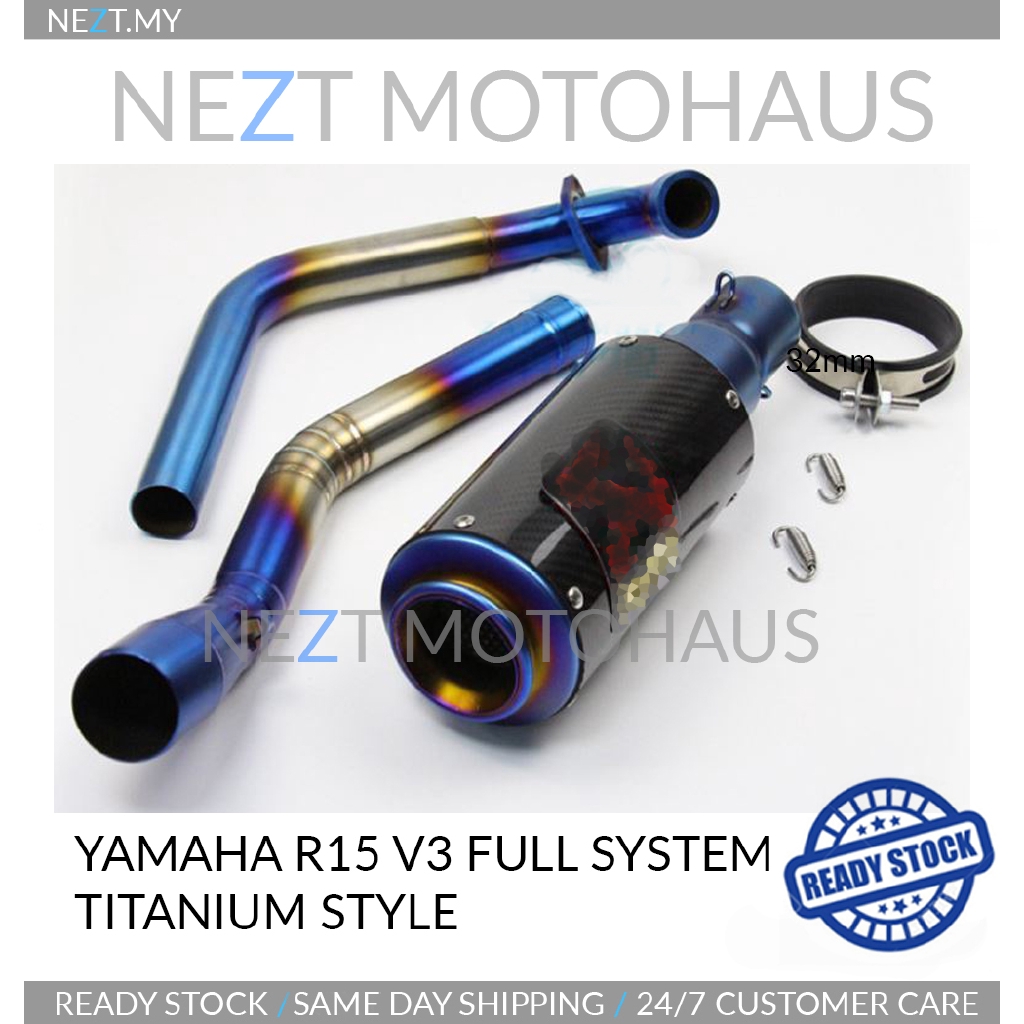 YAMAHA R15 V3 / MT15 Titanium Style Full System Exhaust | Shopee Malaysia