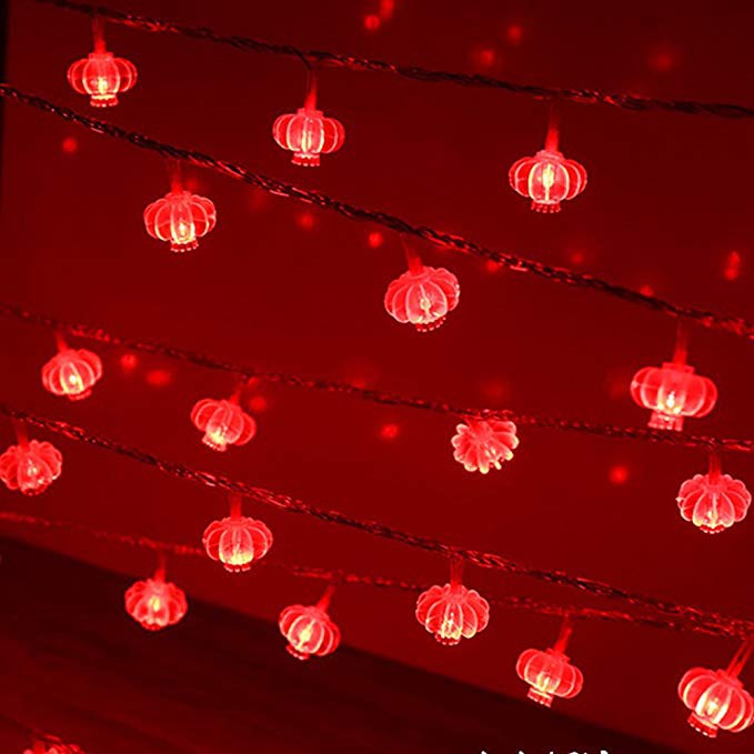 20/40/80LED New Year Red Lantern Fairy Lights String Lights Festival ...