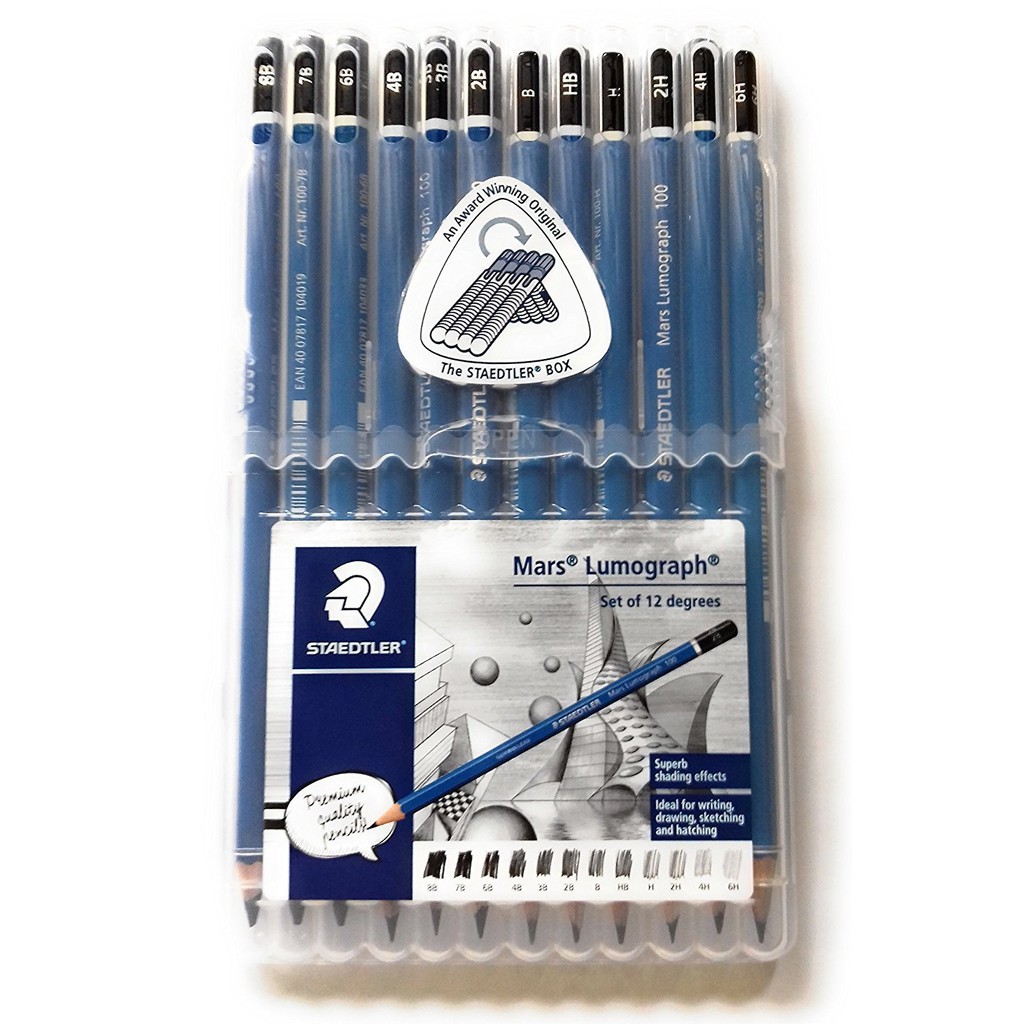 Staedtler Mars Lumograph Pencil Set Of 12 Degrees 100-S C12 | Shopee Malaysia