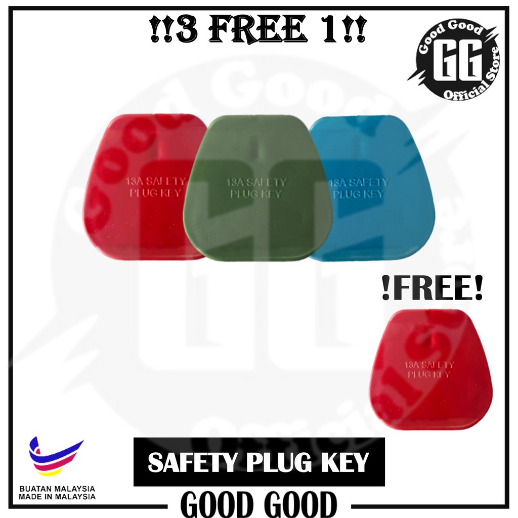 [3 FREE 1] 13A 2 Pin Converter Adaptor Safety Plug Key Protection 3 Pin ...