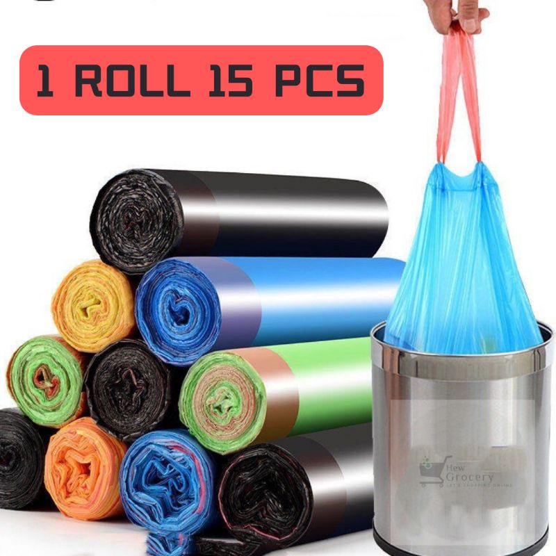 Automatic closing tie on garbage bag/ drawstring Garbage Bag (1roll ...