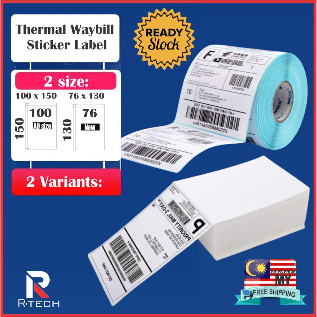 [Ready M'sia]A6 (100*150mm / 76*130mm) Shopee Waybill Thermal Sticker ...