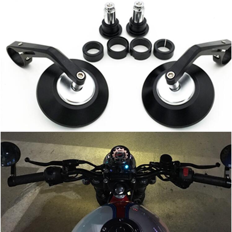 Universal Cafe Racer Motorcycle Handle Bar End Rear side mirror FOR ...