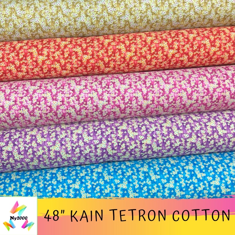 Kain Tetron Cotton TC (Polyester) Corak Bunga Kecil(Bidang 48 inci ...