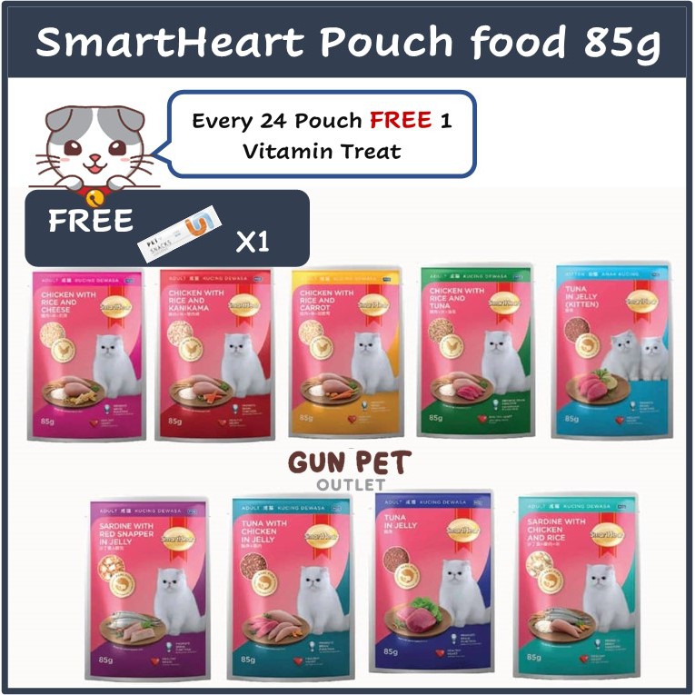 GUN PET Smart Heart Pouch Cat Pouch Makanan Kucing Smart Heart 85g Cat ...