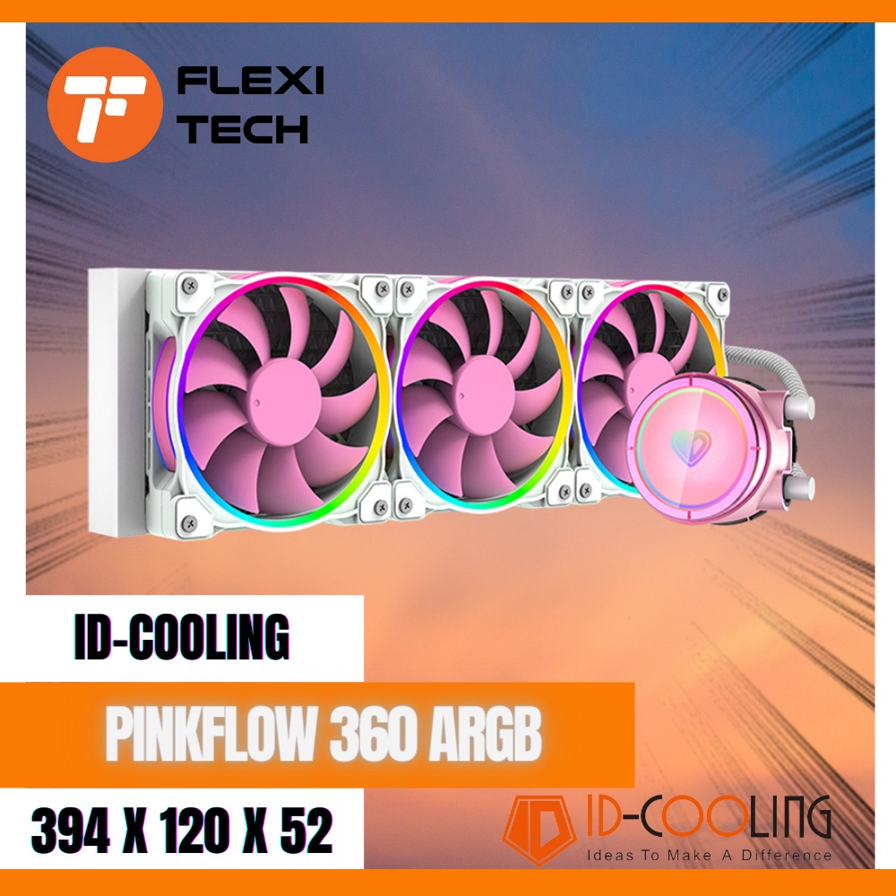 Flexi Tech ID-COOLING PinkFlow 360 ARGB 360mm AIO Liquid Cooler LGA1200 ...