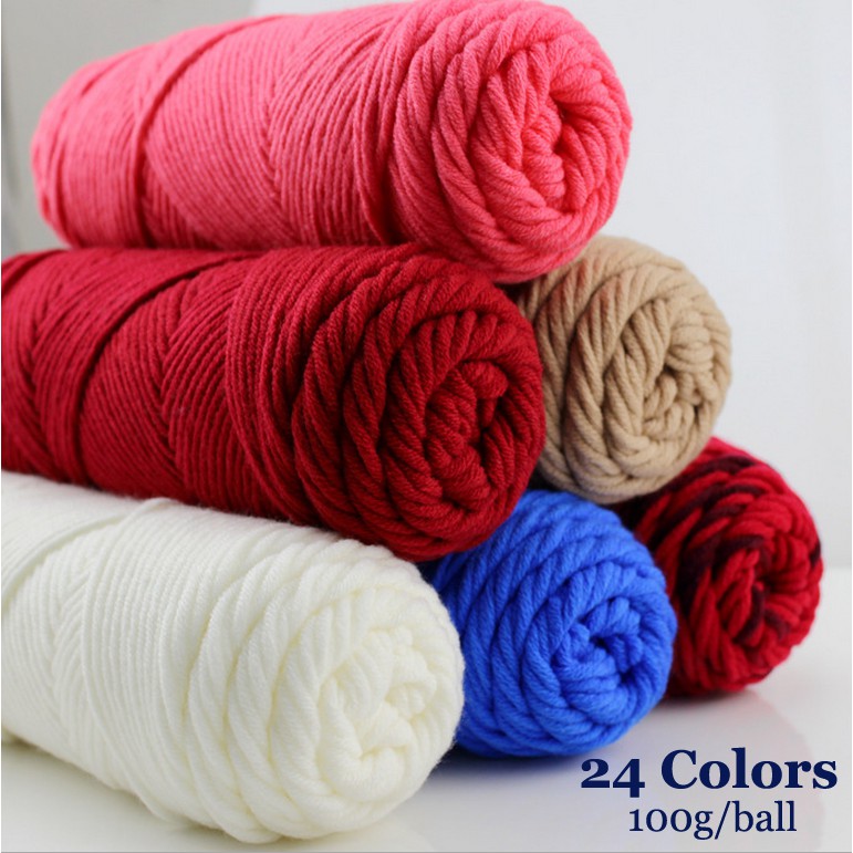100g 8 plys Milk Cotton Yarn Cord Sewing Line Crochet Thread for ...