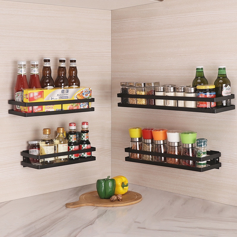 Kitchen Punch-free Wall-mounted Hanger Multi-purpose Spice Holder ...
