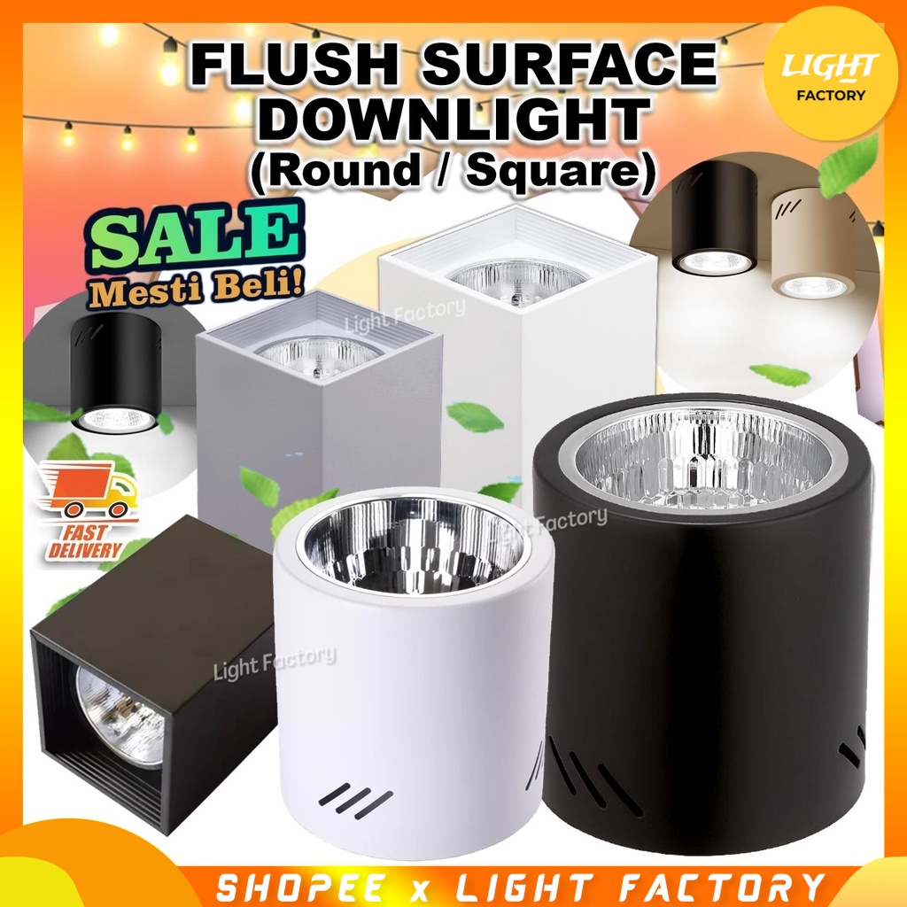 Flush Surface Mounted Downlight 4" 6" 8" E27 Holder Milo Tin Light ...