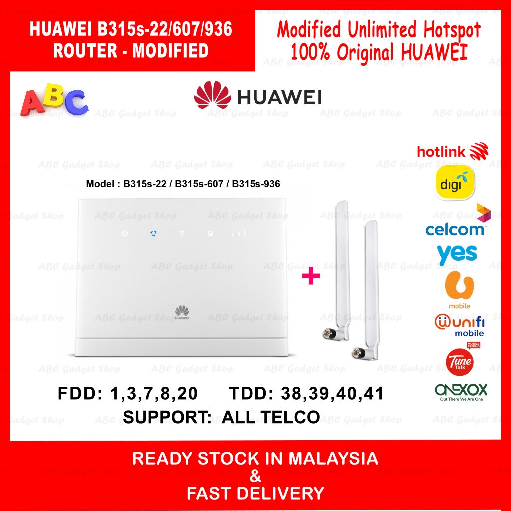 HUAWEI 4G MODEM B315-607 936 607 22ROUTER MODIFIED UNLIMITED HOTSPOT ...