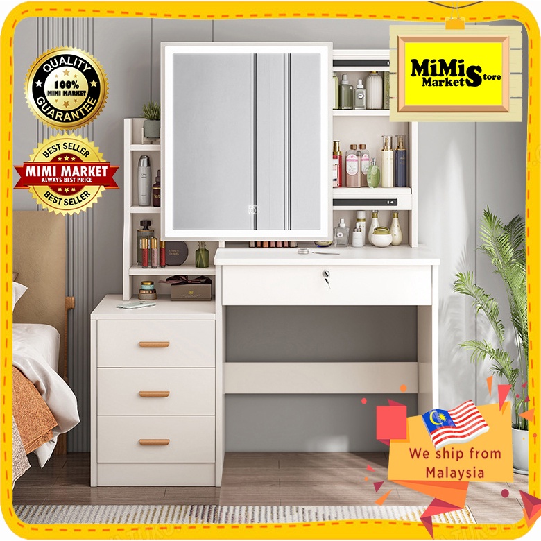 Mirror with LED Right Cabinet 80CM Dressing table bedroom ins dressing ...