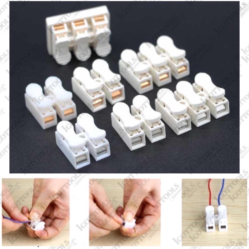 10Pcs CH2/CH3 Quick Connector Cable Clamp Terminal Block Spring ...