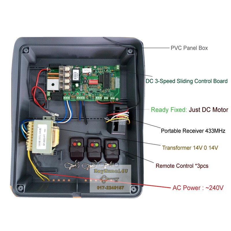 Sliding Autogate Control Box Dc Motor Panel Boxset With Transformer