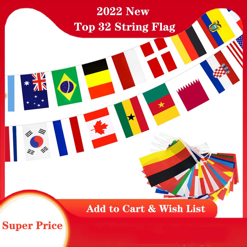 2022 Qatar World The Cup Top 32 National String Flag Restaurant Bar ...