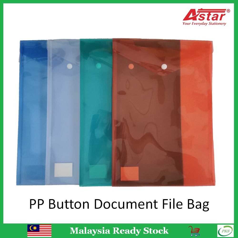 A4 PP Button Document Bag File Holder Transparent Button File | Shopee ...