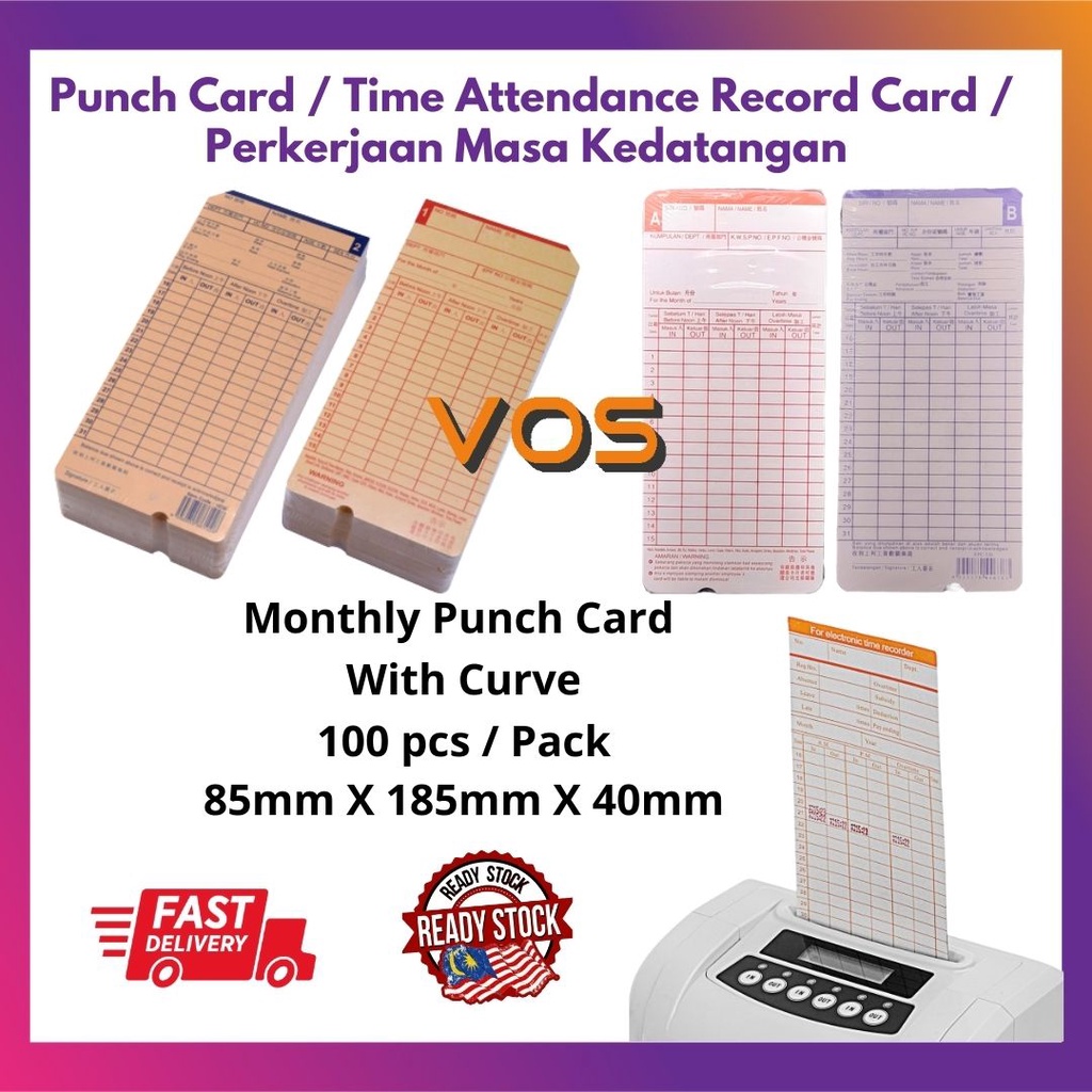 Punch Card / Time Attendance Record Card / Perkerjaan Masa Kedatangan ...
