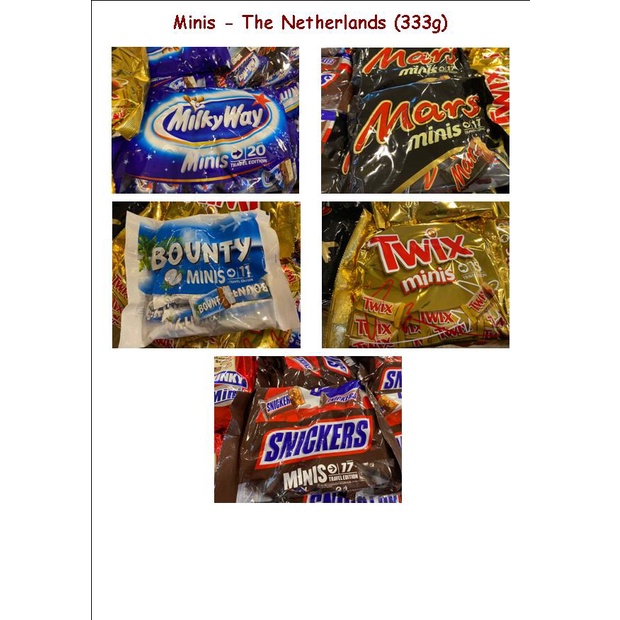 Chocolate Bounty/ Marks/ Snickers/ Twix/ Milkyway Minis 333g | Shopee ...