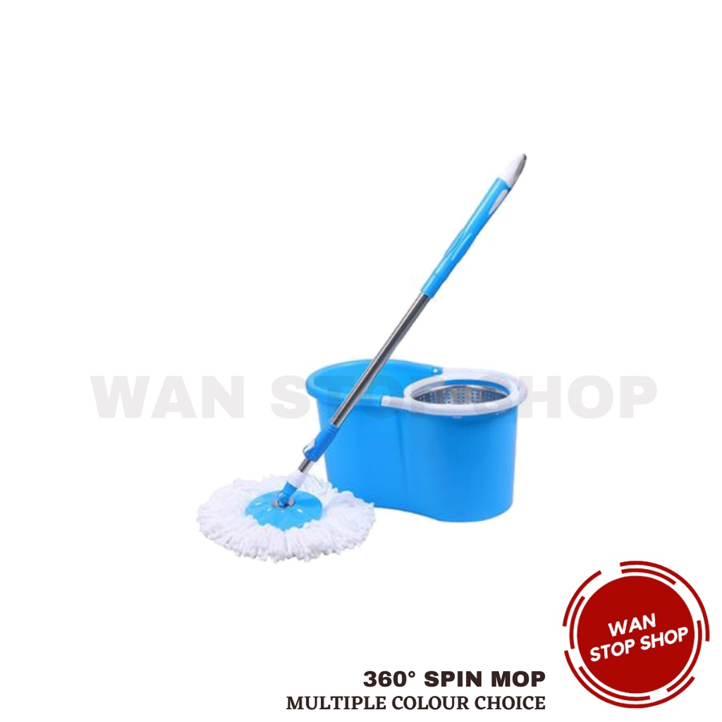 (EXTRA MOP HEAD) WJS Durable Strong Stainless Steel Easy Spin Mop Magic ...