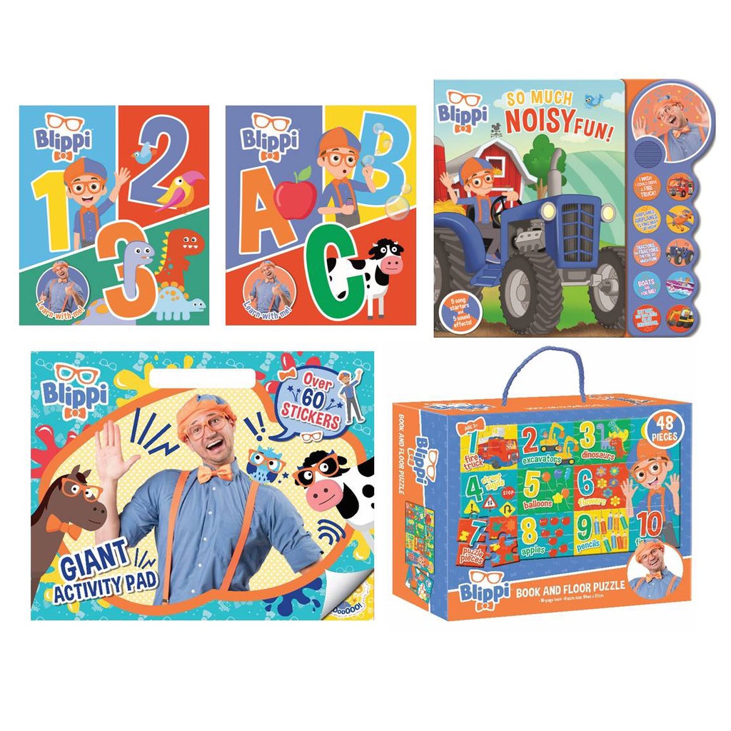 Blippi Colouring Activity Puzzles ABC 123 Board Book Ultimate Gift Set ...