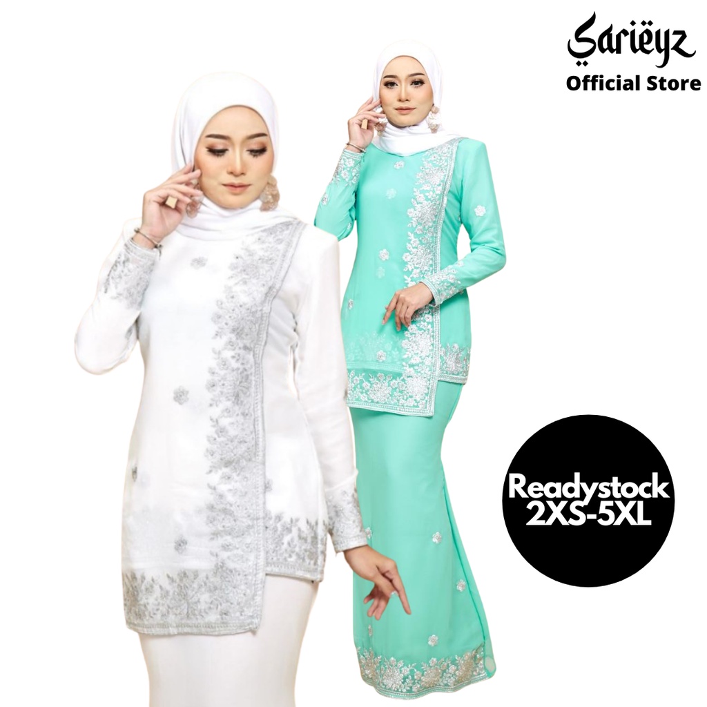 Sarieyz Silve Embroidery Kajol Baju Kurung Moden Plus size Kurung Saree ...