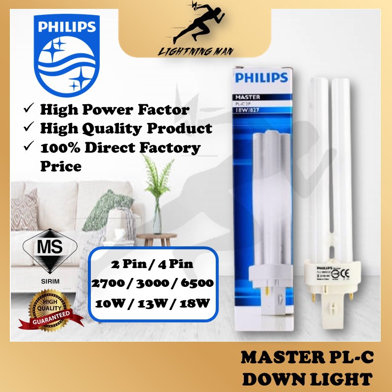 ORIGINAL [SIRIM] Philips 2 Pin Master plc-2P 4P PLC 10W/18W (830/865) energy saving Philips PLC ...