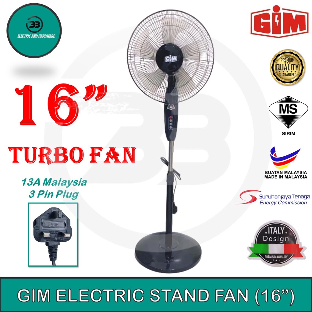 [SIRIM] GIM 50W 16" 5 Blades Turbo Stand Fan Kipas Berdiri for ...