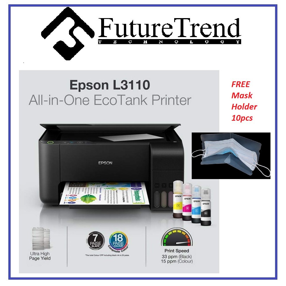 Epson Ecotank L3110 Allinone Ink Tank Printer Comes With