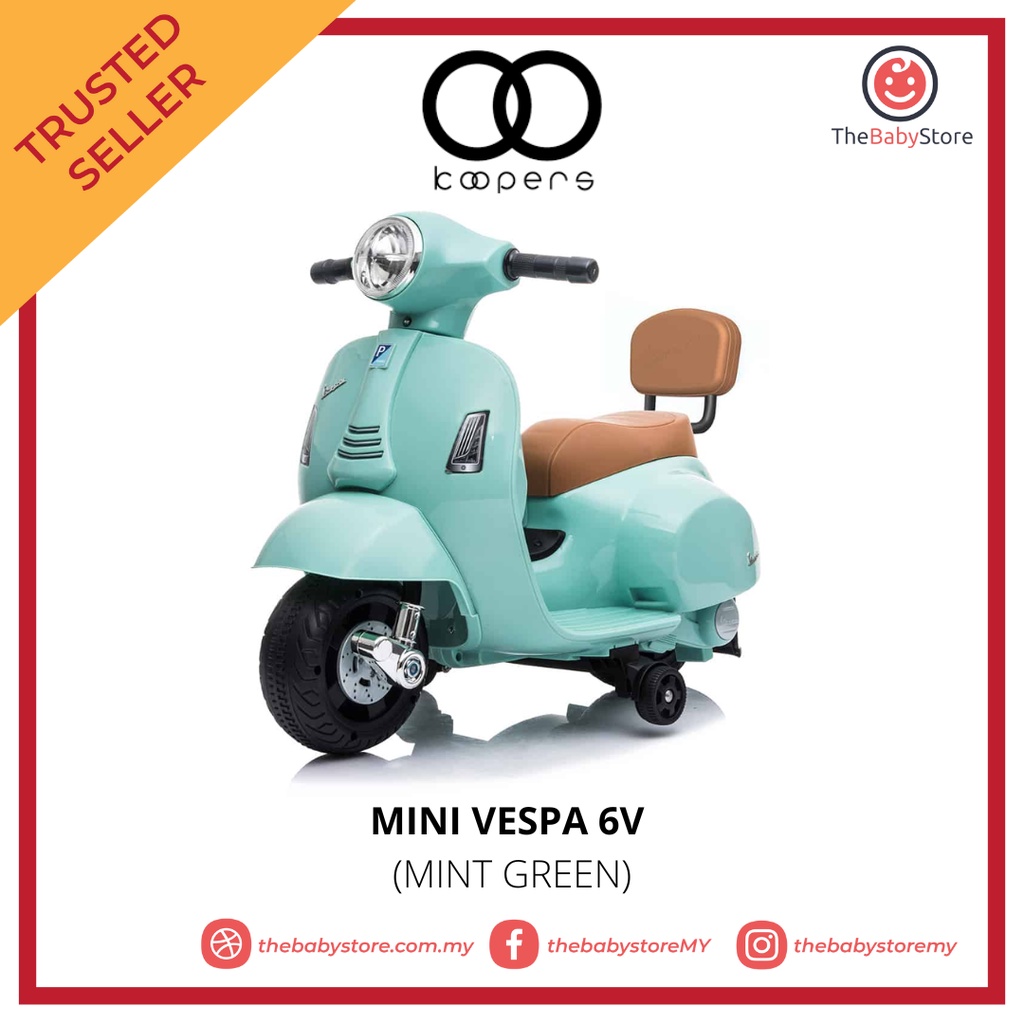 Koopers Mini Vespa 6V Electric RIde-On from 18kg to 25kg - Mint Green ...