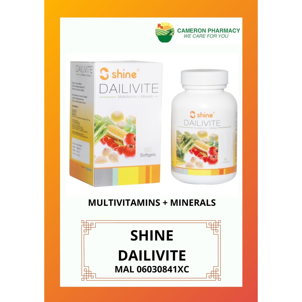 SHINE DAILIVITE WITH MULTIVITAMIS & MINERALS ( 60 SOFTGELS) | Shopee ...