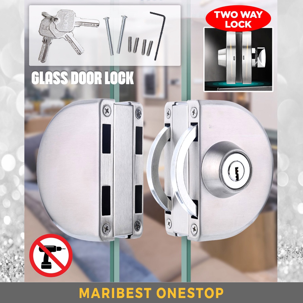 Glass Door Lock With Key Tempered Glass Lockset Office Glass Door Lock ...