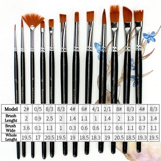 SPACE 12 Nylon Brush Acrylic Oil Gouache Paint Watercolor Poster Colour ...