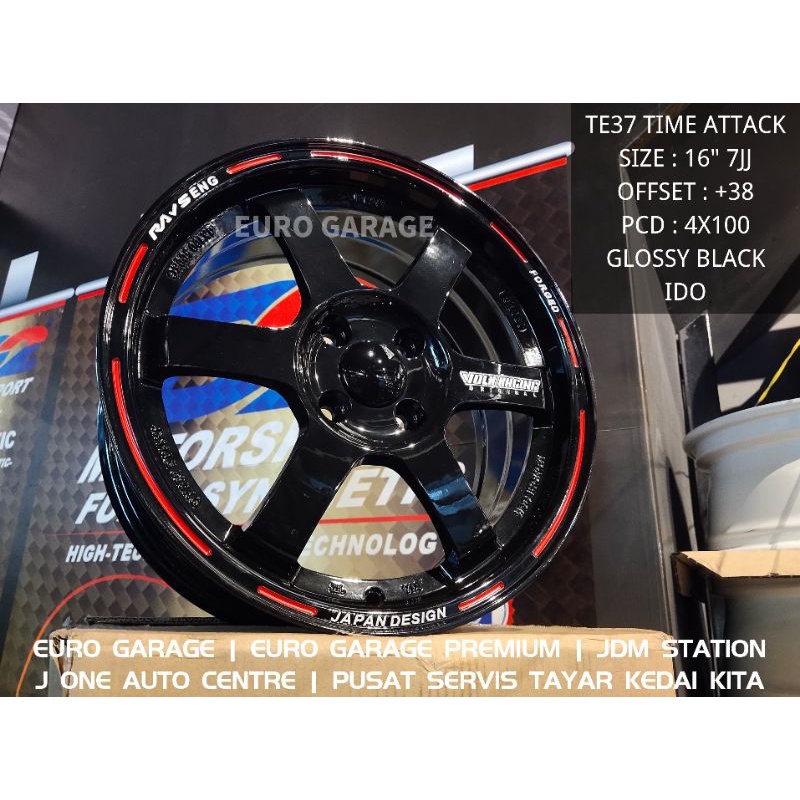 NEW RIM 16 4X100 TE37 TIME ATTACK myvi alza jazz city vios yaris almera vvt flx wira almera ...