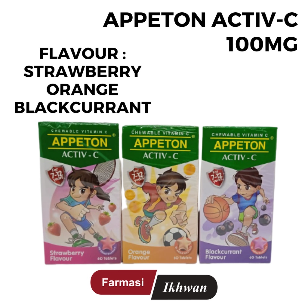 APPETON ACTIV-C 100MG FOR 7 - 12 YEARS OLD 60 TABLETS (NO ADDED ...