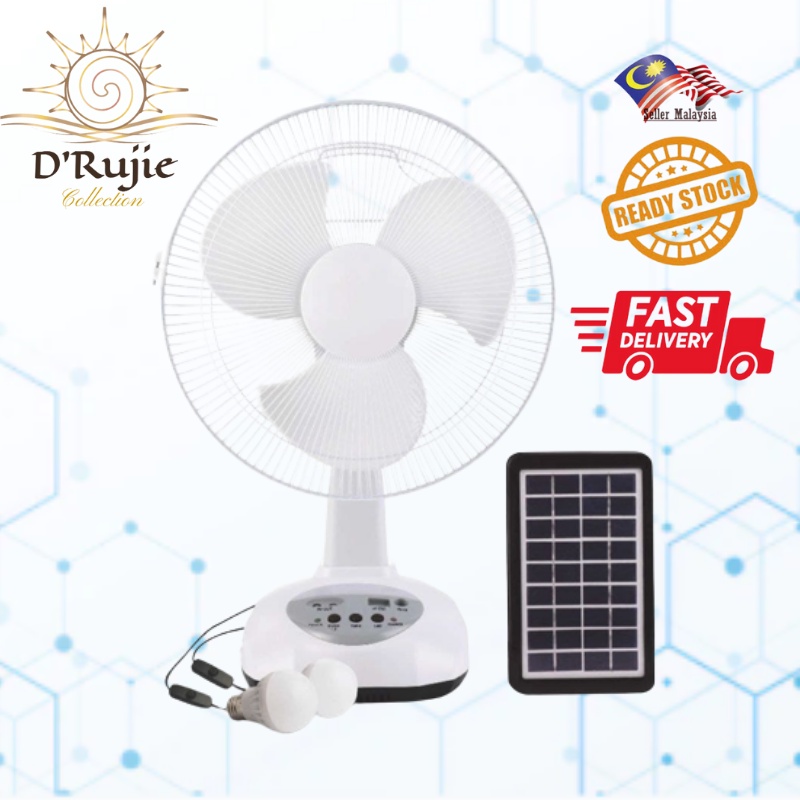 12" KIPAS SOLAR SET / RECHARGEABLE SOLAR FAN | Shopee Malaysia