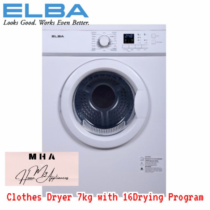 ELBA CLOTHES DRYER TUMBLER DRYER 7KG ED-F7160(WH) | Shopee Malaysia