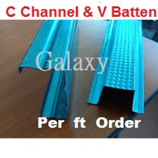 2" x 3" C Channel Blue 1" x 2" V Batten Blue Biru Besi Bumbung C Besi ...