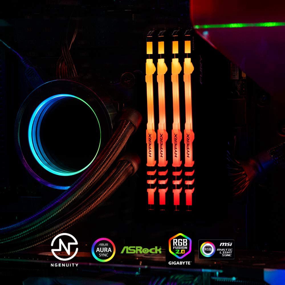 kingston hyperx fury rgb ddr4 2666mhz/3200mhz/3600mhz desktop pc dimm ...