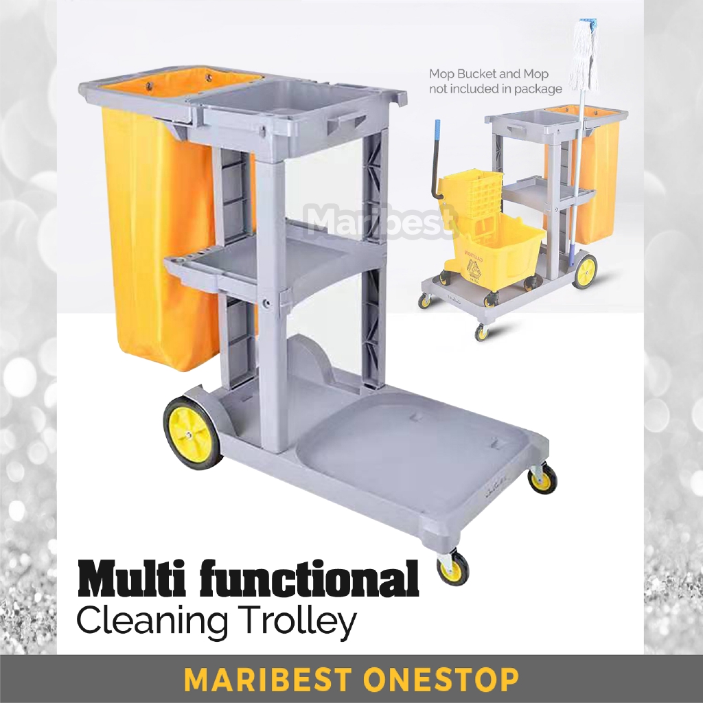 8080 MULTI PURPOSE CLEANING TROLLEY JANITOR CART FOR MOP BUCKET BROOM ...