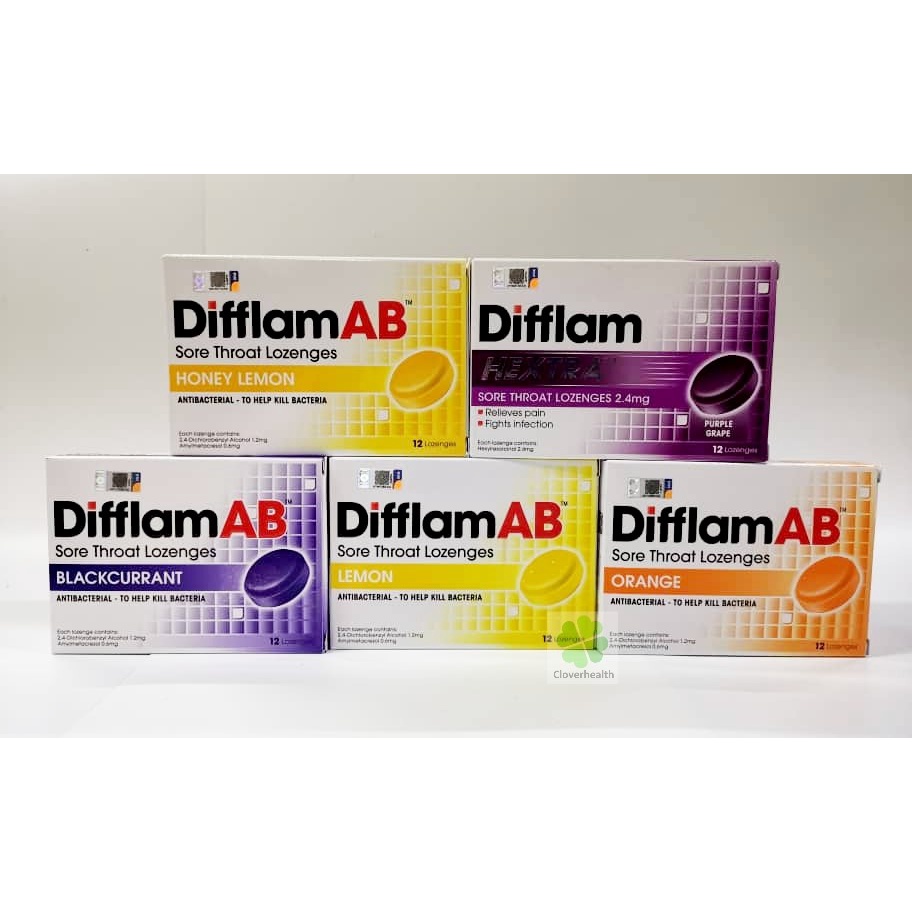 Difflam AB Sore Throat Lozenges 12s ( Blackcurrant / Orange / Lemon ...