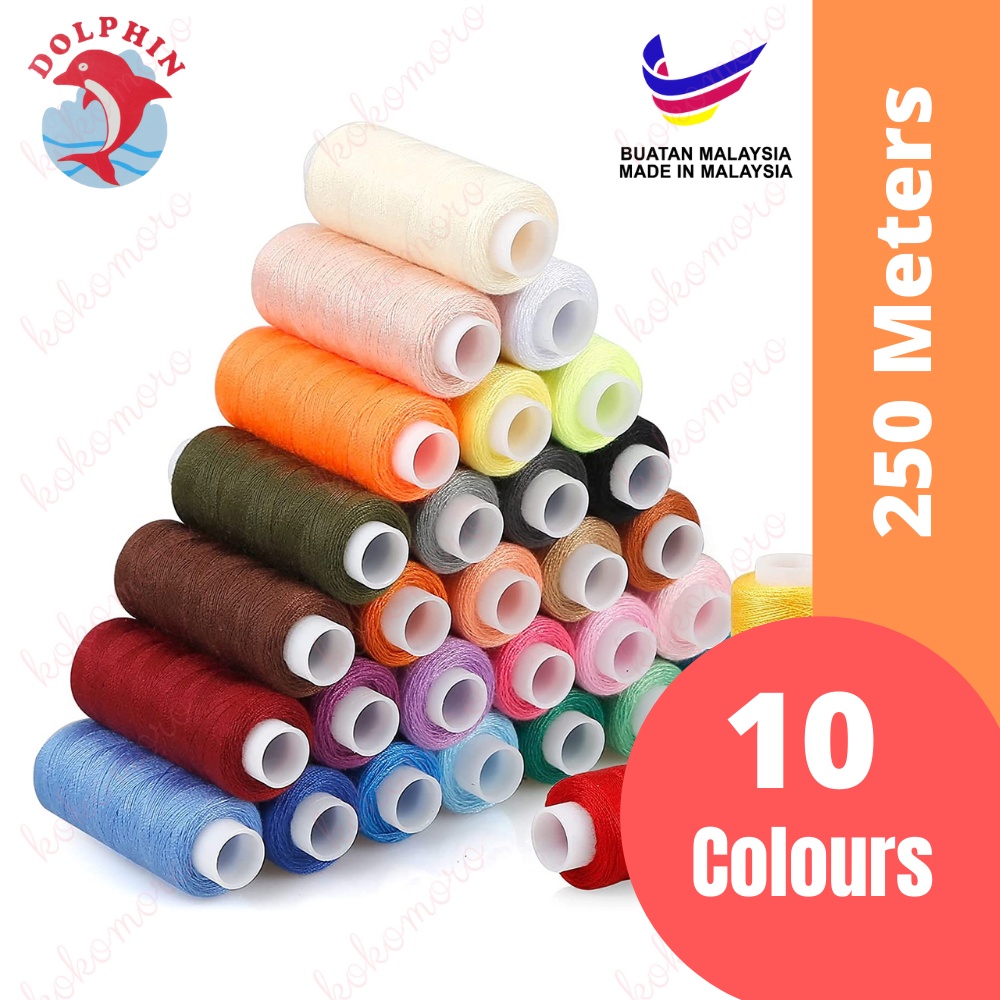 Dolphin Sewing Thread 250 Meter 10pcs / Dolphin Benang Jahit 10pcs ...