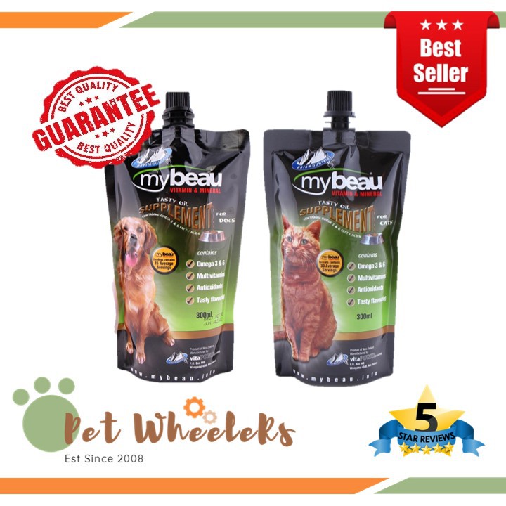 MY BEAU Vitamin & Mineral Oil Supplement For Cats and Dogs (300ml ...