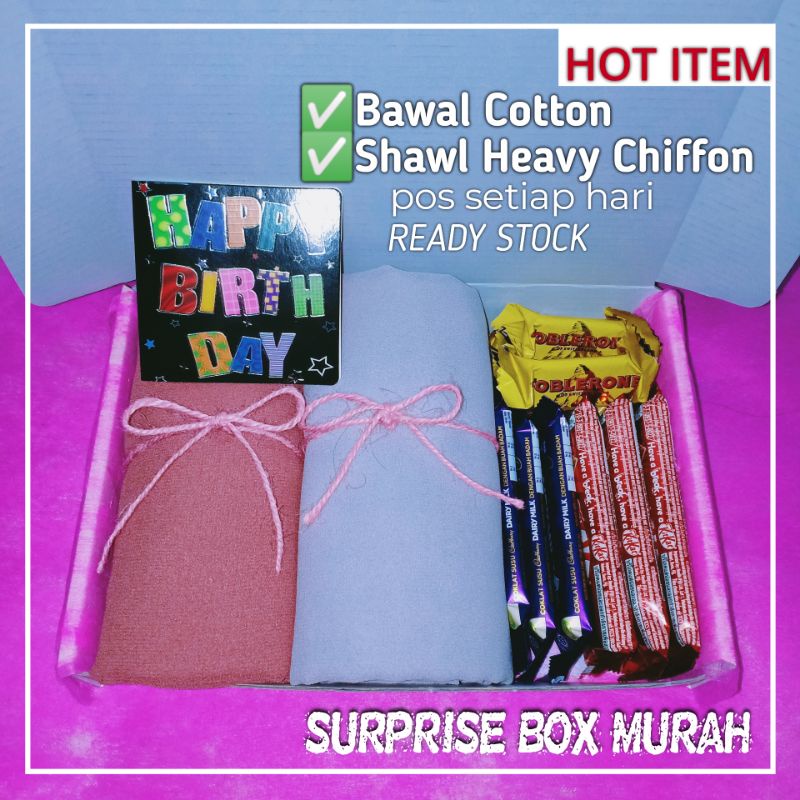 Surprise box tudung gift box tudung gift box shawl gift box bawal ...