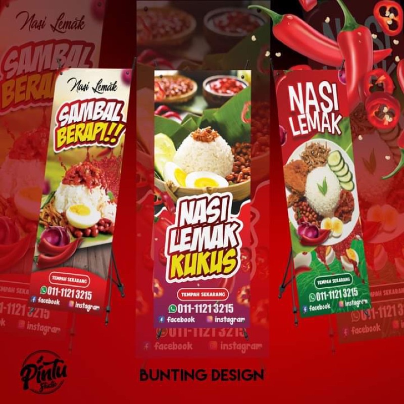 Bunting Nasi Lemak/Poster Gegantung Nasi Lemak Kukus/Food Poster ...